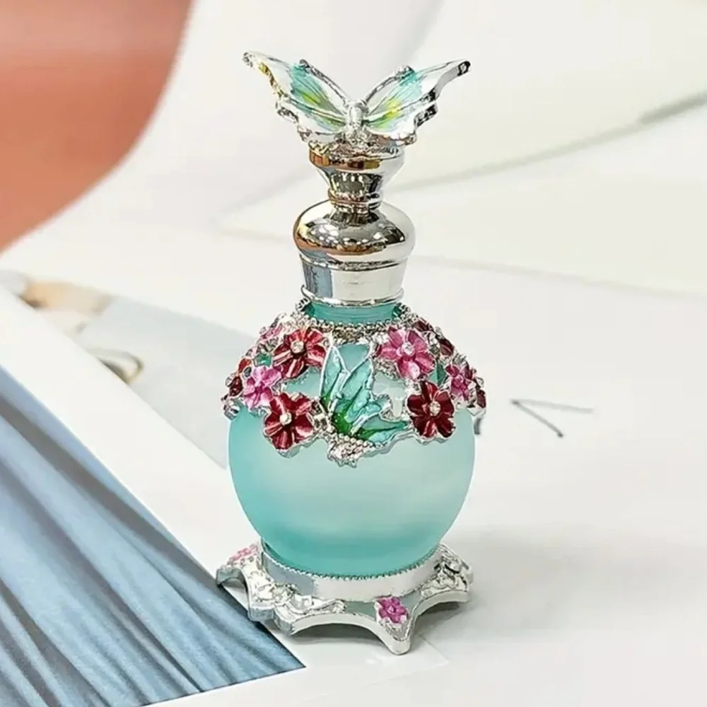 Makeup | Silver Blue Perfume Bottle Butterfly Accent Decorative Vanity ...